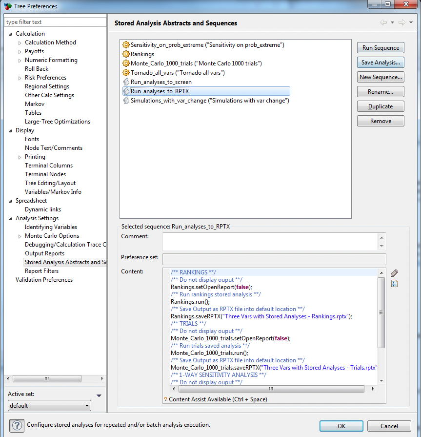 Sequencing stored analyses